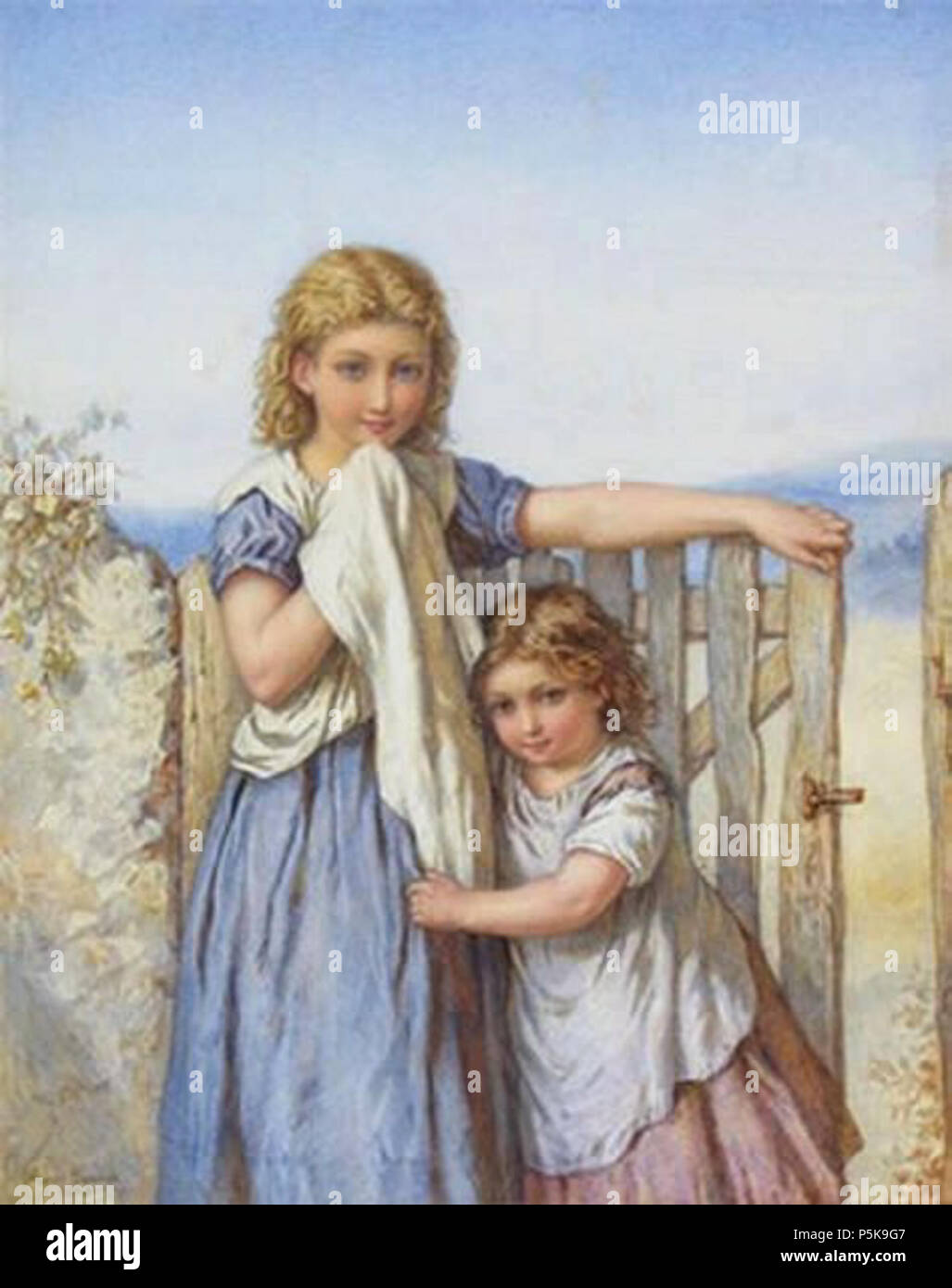 N/A. English: 'Two girls by a gate' . Agnes Rose Bouvier (1842 - 1892 ...