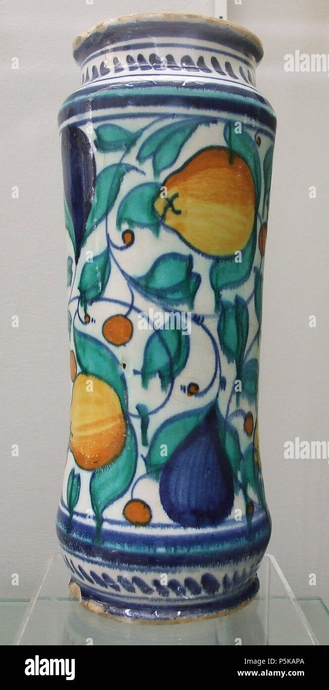 N/A. English: Italian maiolica albarello. Approx 30cm high. Venice or ...