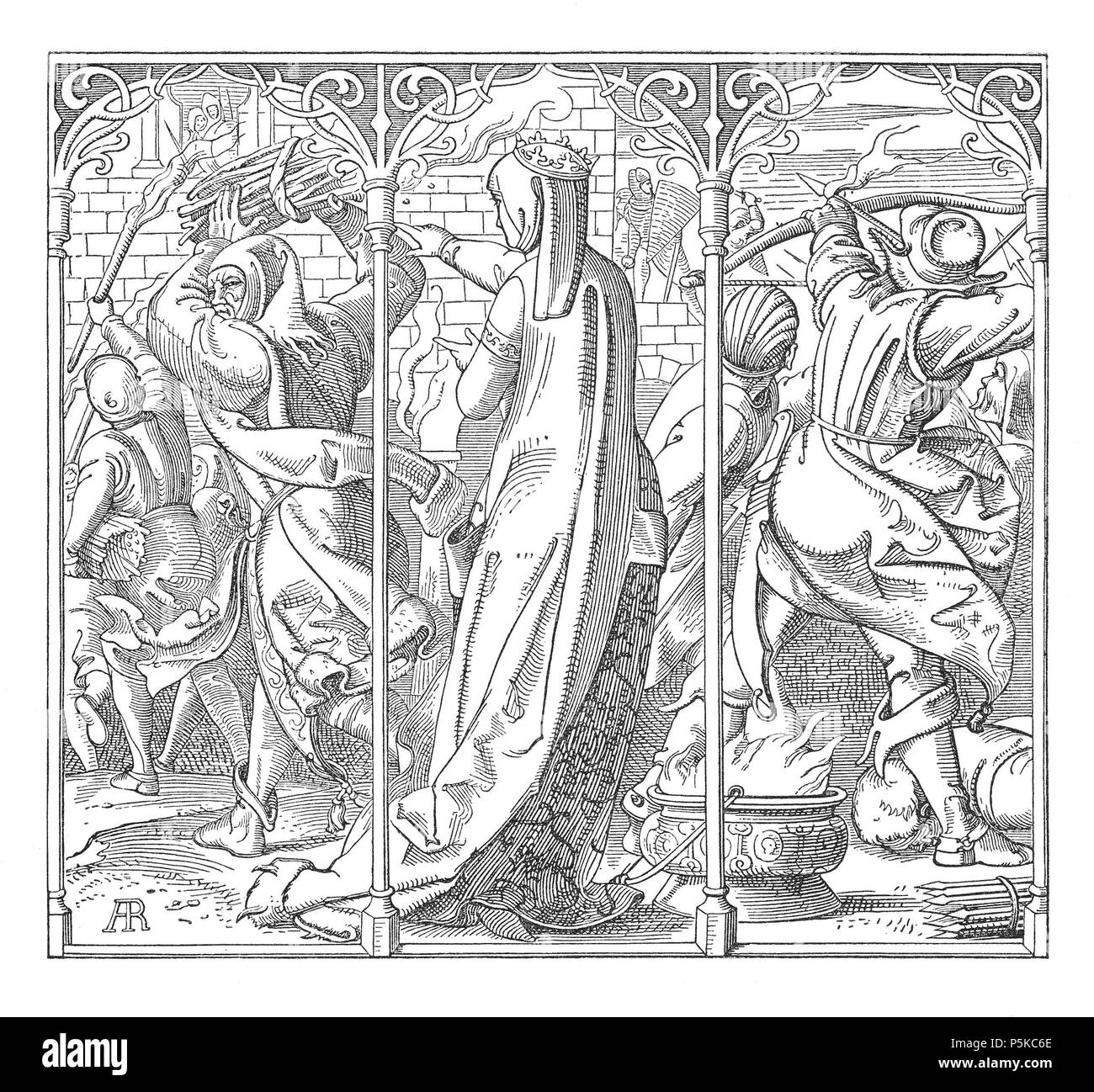 83 Alfred Rethel - Die Nibelungen 07 Wie die Königin den Saal ...