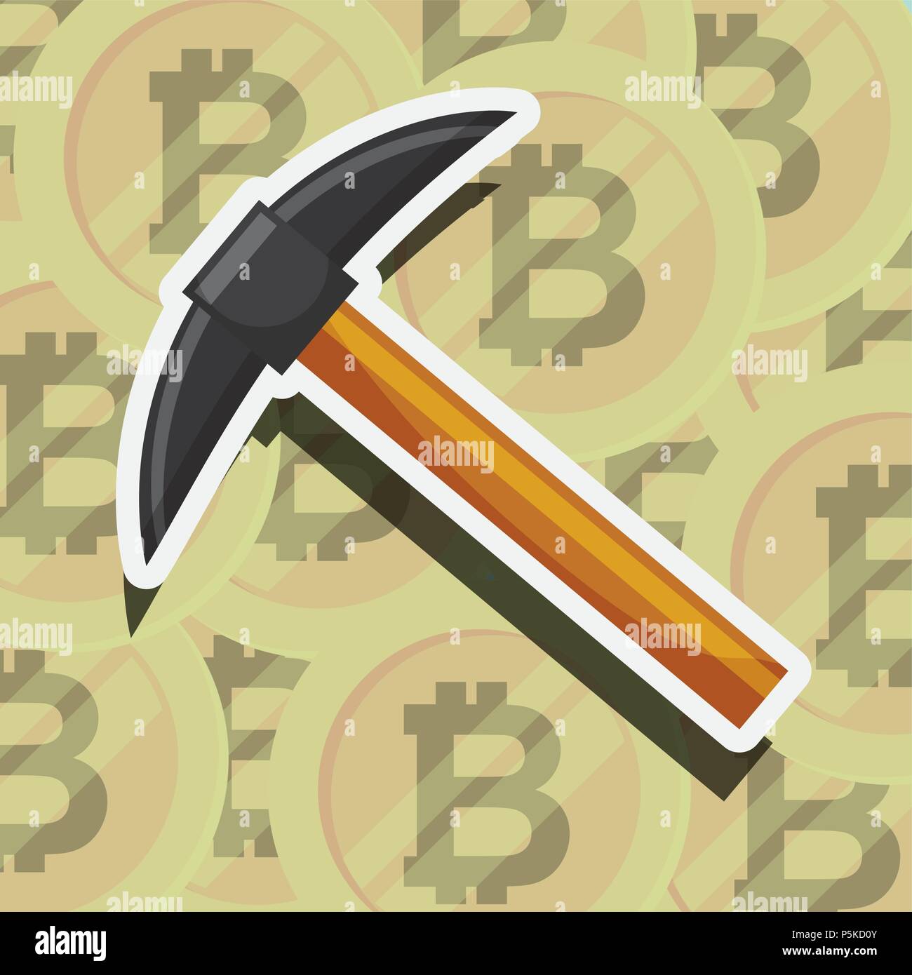 pickaxe mining symbol bitcoins background vector illustration Stock ...