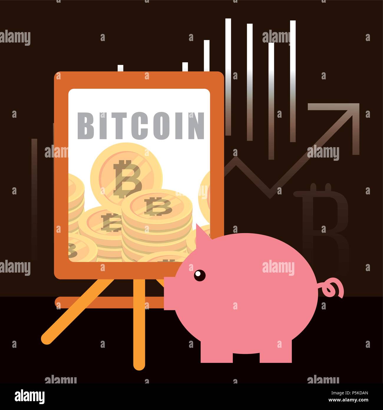 piggy bank and board bitcoins business vector illustration Stock Vector ...