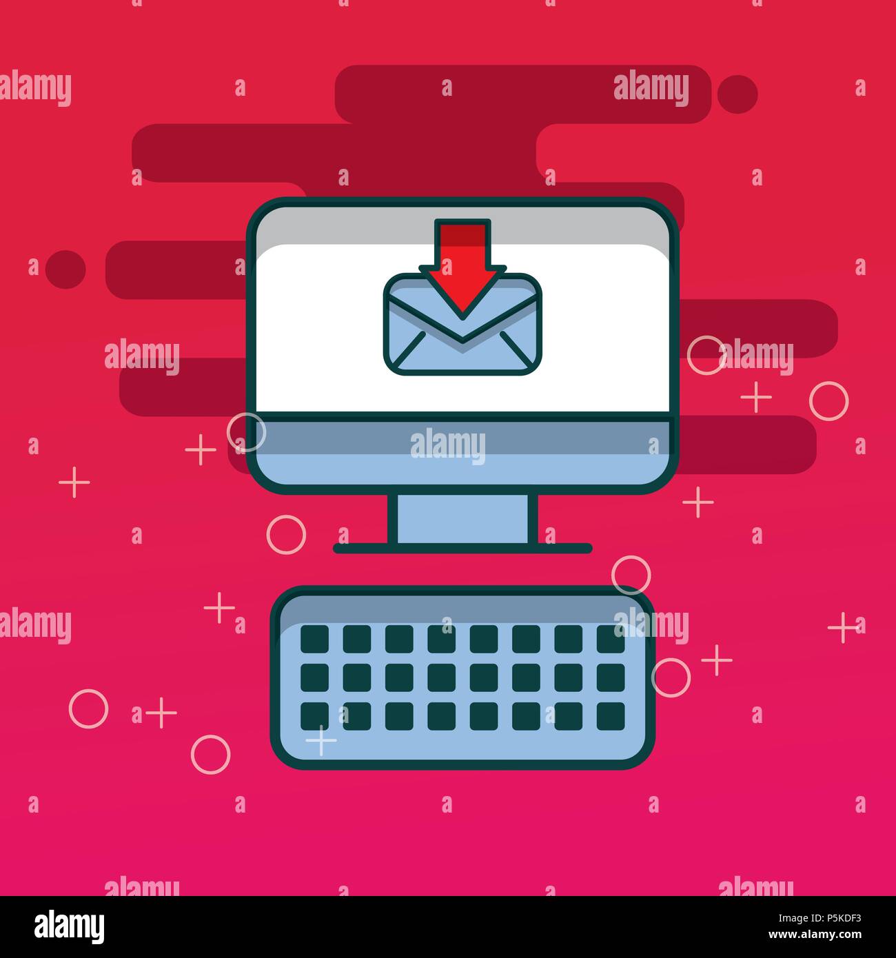 computer keyboard receiving email office vector illustration Stock ...