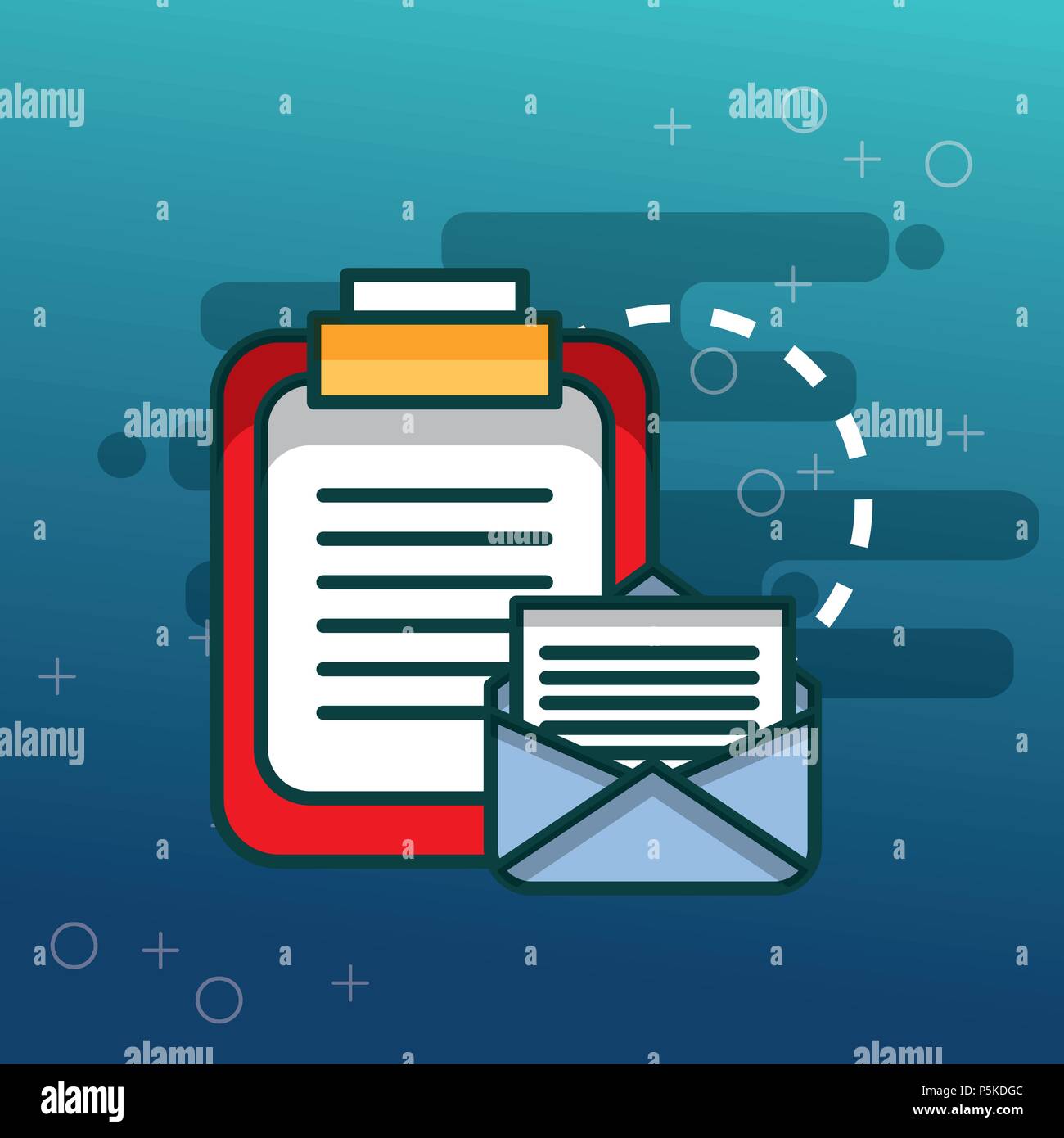 clipboard documents email communication office vector illustration ...