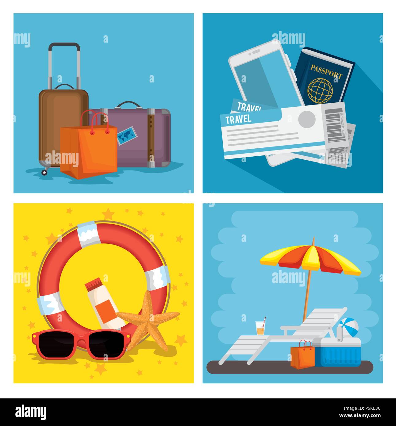 summer holidays set icons Stock Vector Image & Art - Alamy