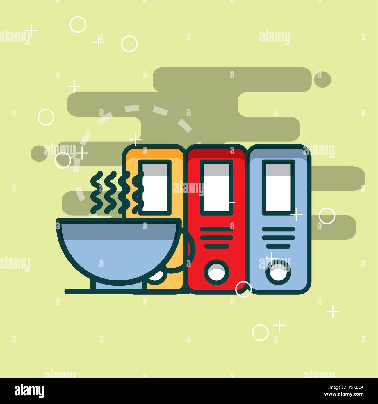 binders and coffee cup supplies office Stock Vector Image & Art - Alamy