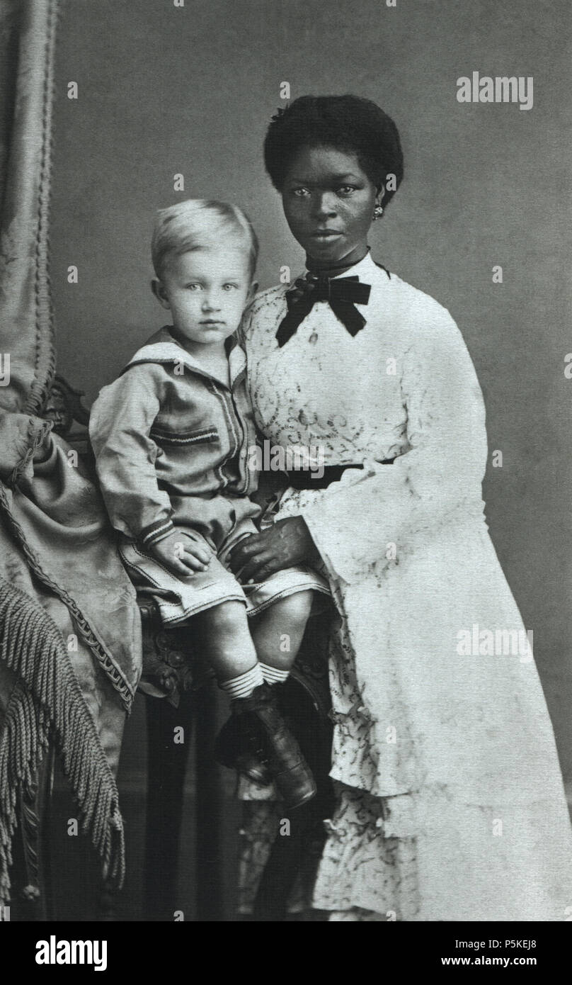 N/A. English: Eugen Keller and his nanny in Pernambuco, Brazil. Português: Babá com o menino ...