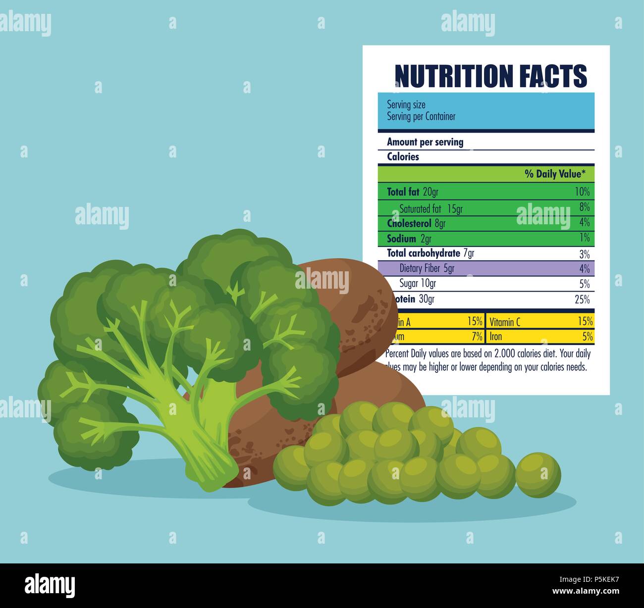 healthy food with nutritional facts Stock Vector Image & Art - Alamy
