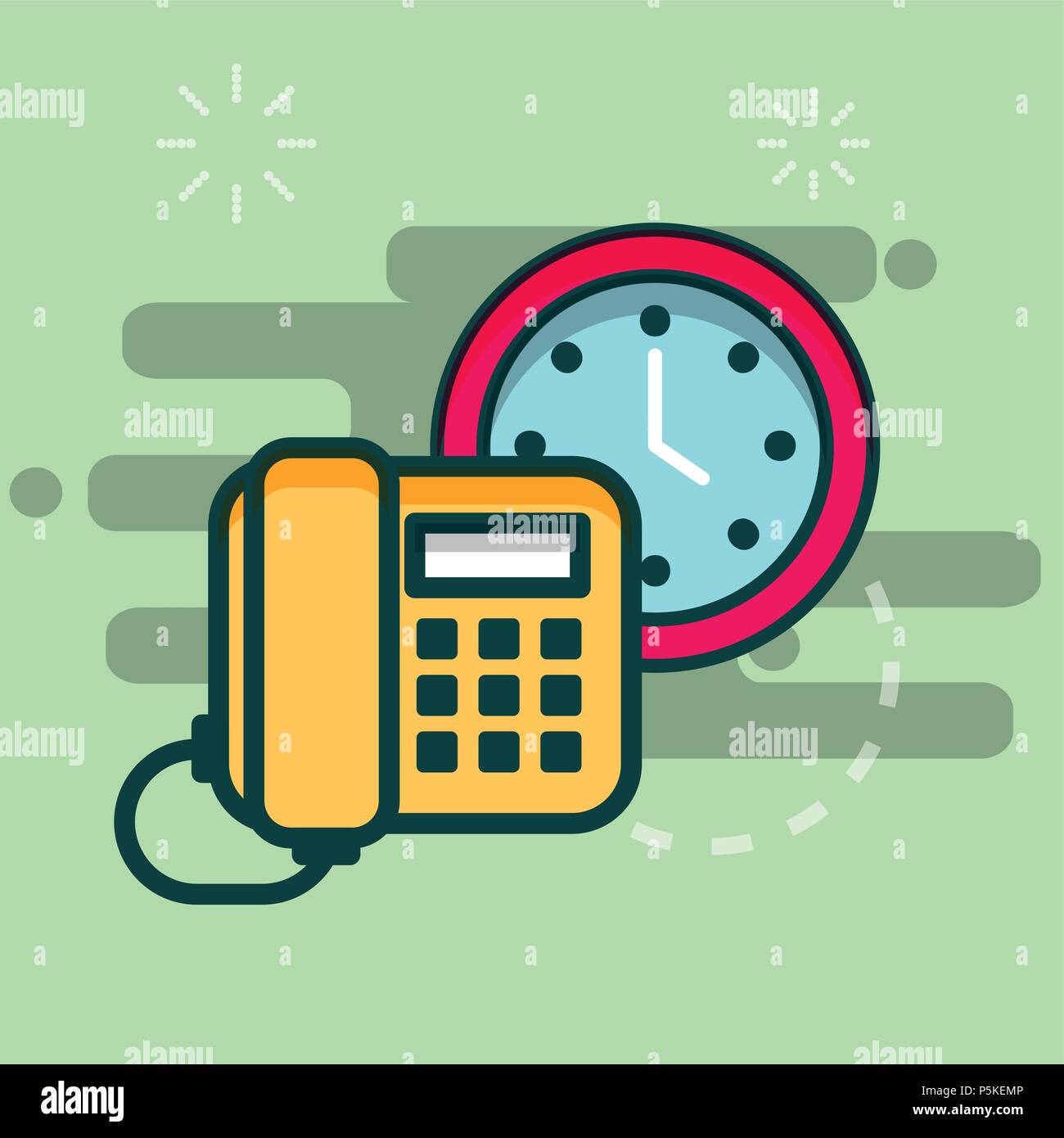 telephone and clock time business office Stock Vector Image & Art - Alamy