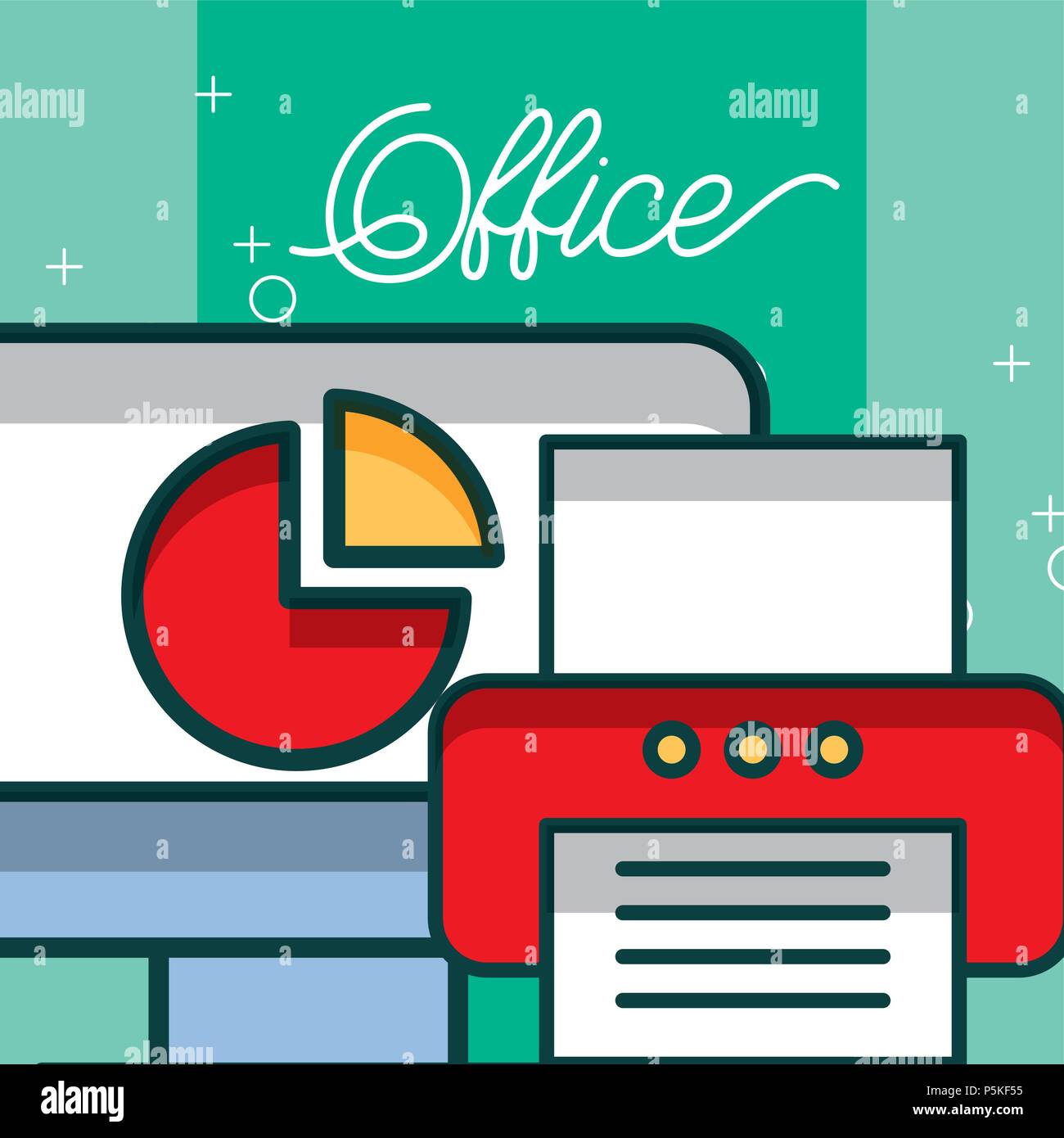 computer chart diagram printer document office Stock Vector Image & Art ...
