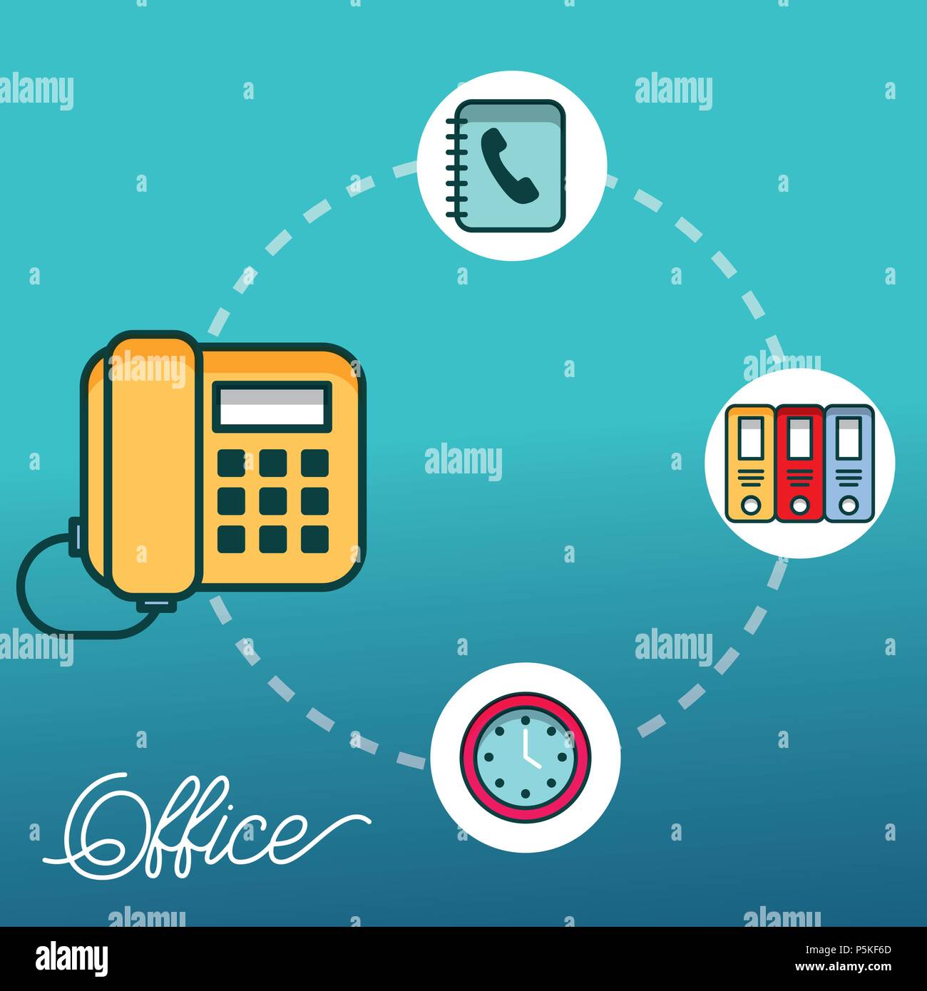 Desk chair computer telephone Stock Vector Images - Alamy