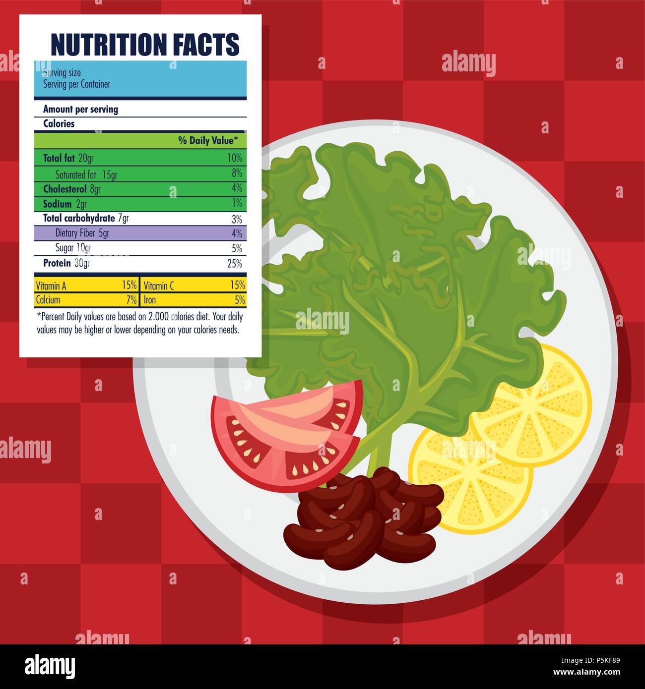 healthy food with nutritional facts Stock Vector Image & Art - Alamy