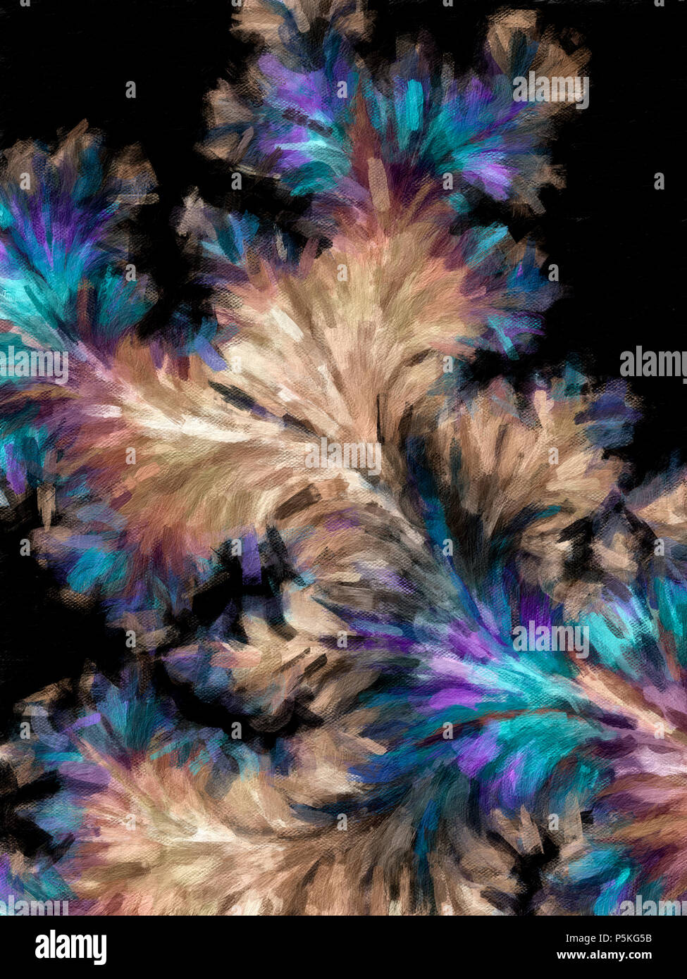 Abstract digital oil painting on canvas full of texture and bright ...