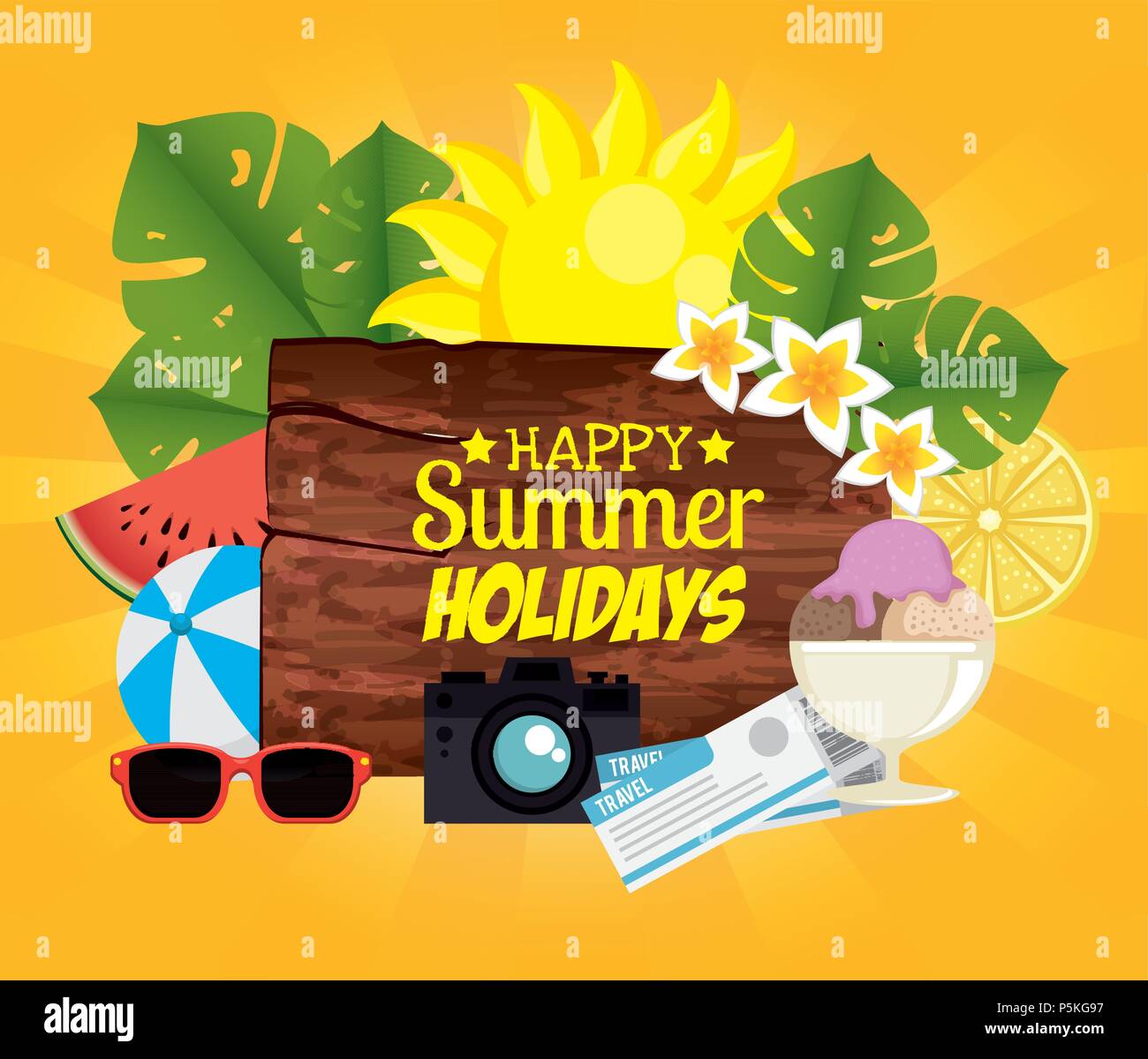 summer holidays set icons Stock Vector Image & Art - Alamy