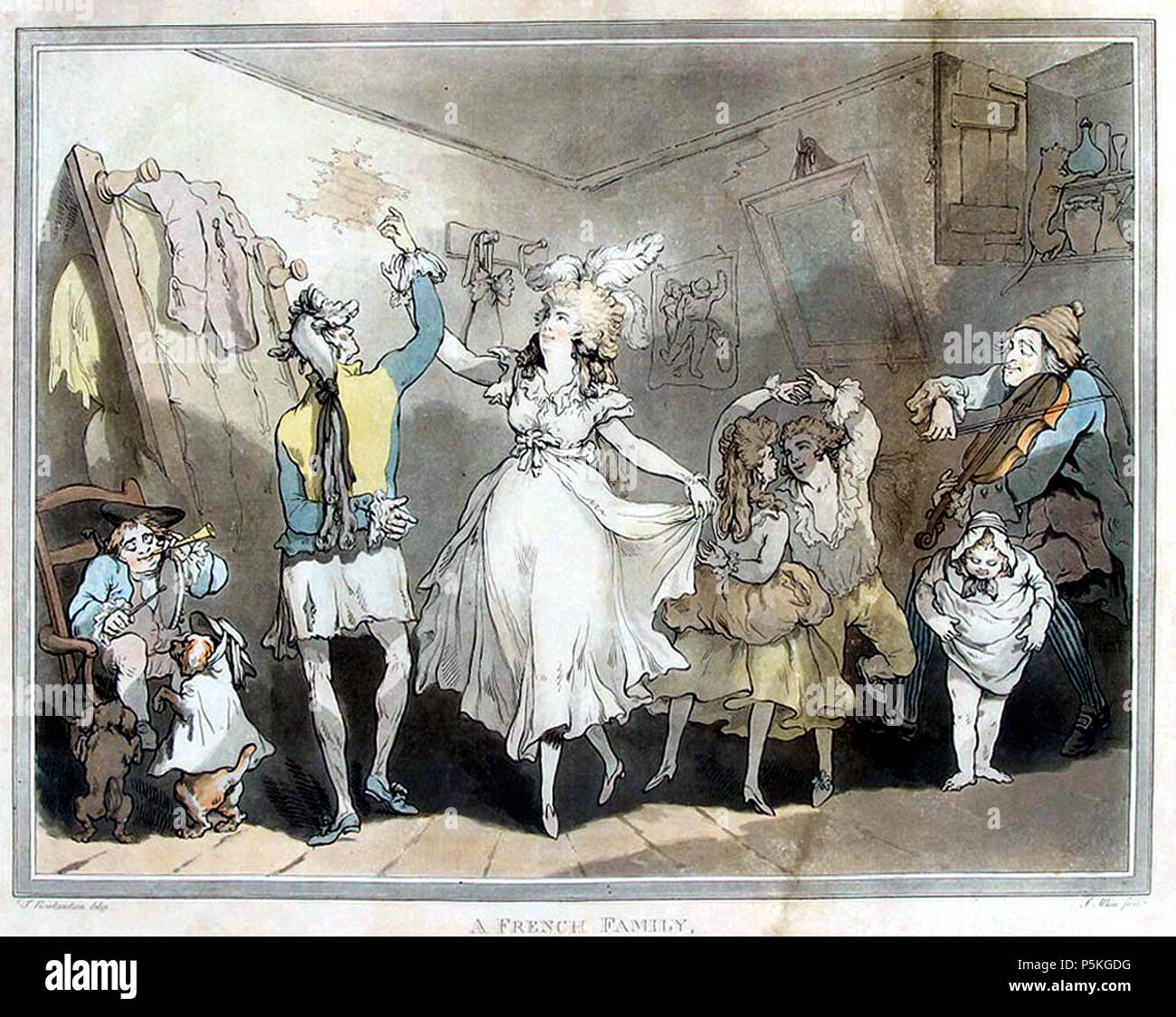 N/A. English: A French Family, etching by Samuel Alken after Rowlandson ...