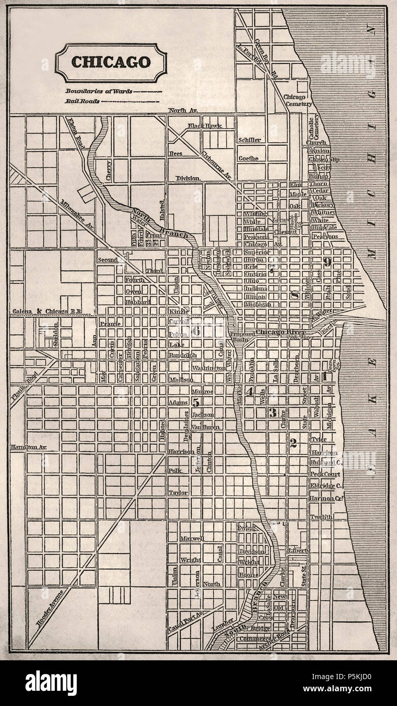 1853 Chicago map Stock Photo - Alamy