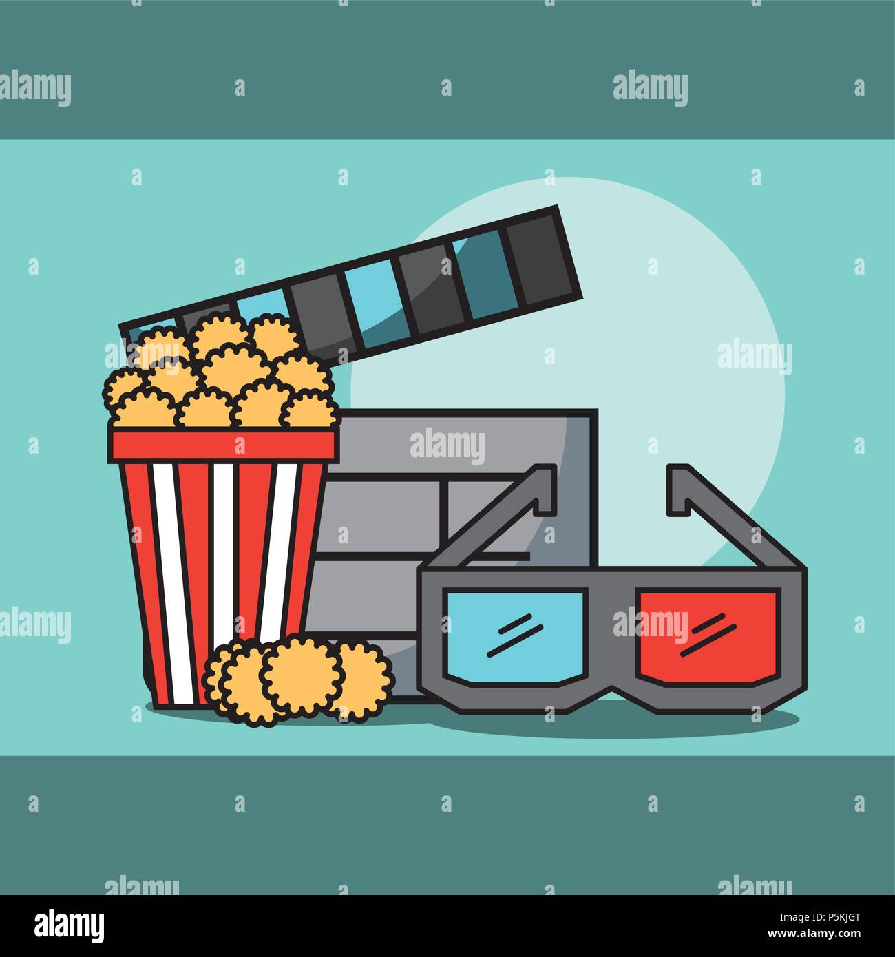 Movie clapper popcorn glasses Stock Vector Images - Alamy