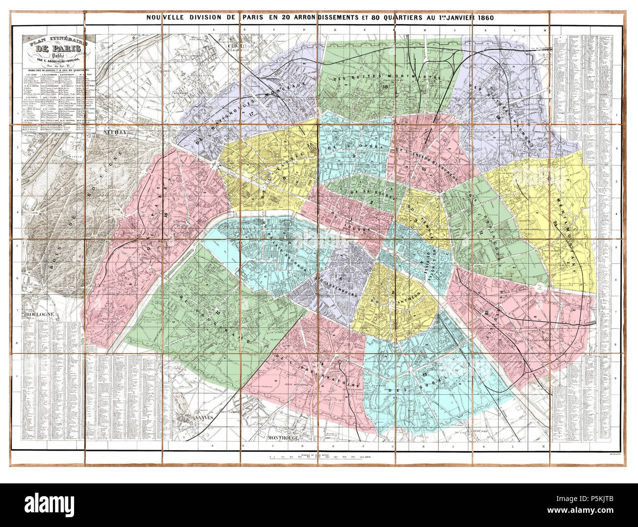 Map of paris 1860 hi-res stock photography and images - Alamy