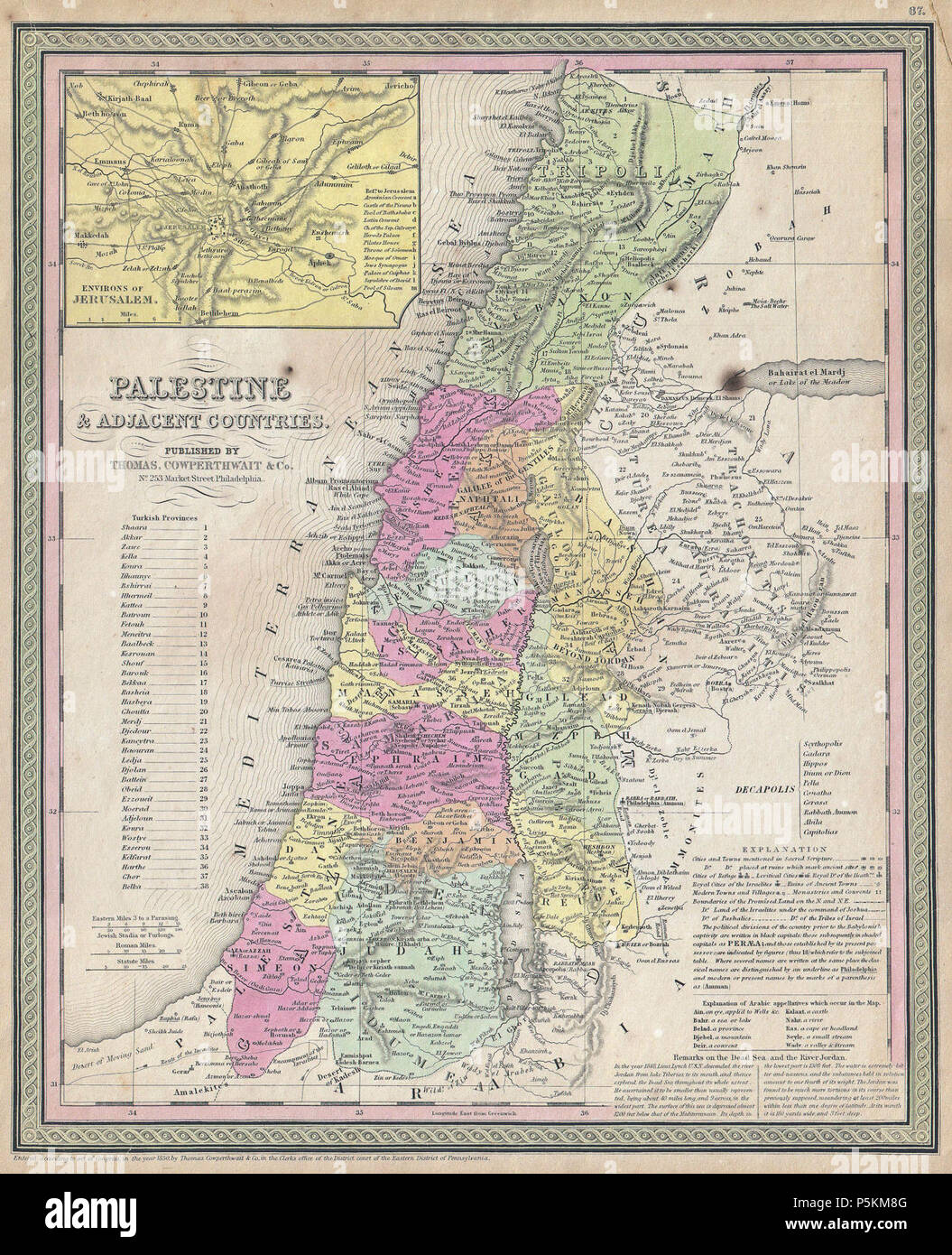 1853 Mitchell Map of Palestine, Israel and the Holy Land - Geographicus ...
