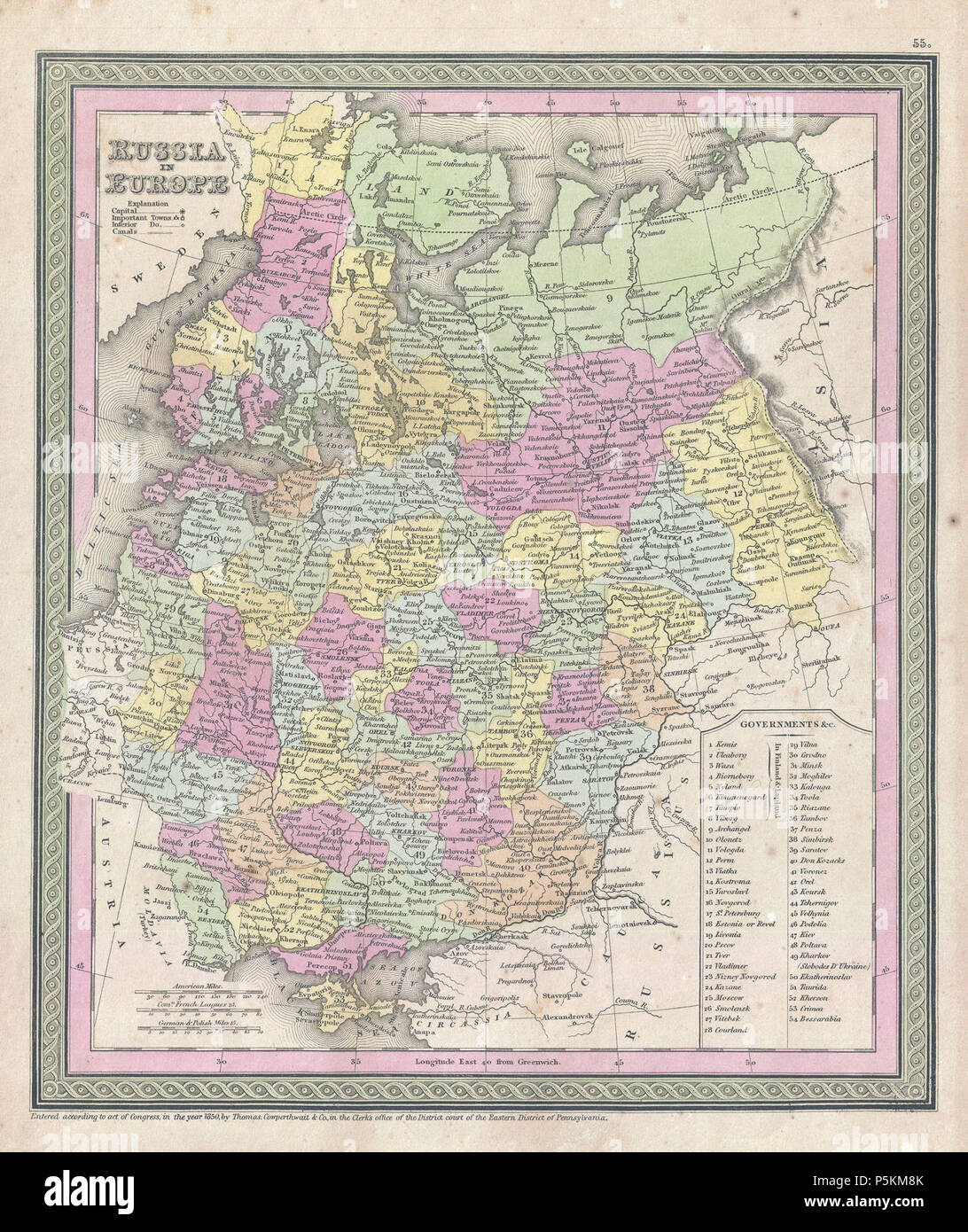 1853 Mitchell Map of Russia - Geographicus - Russia-mitchell-1853 Stock ...