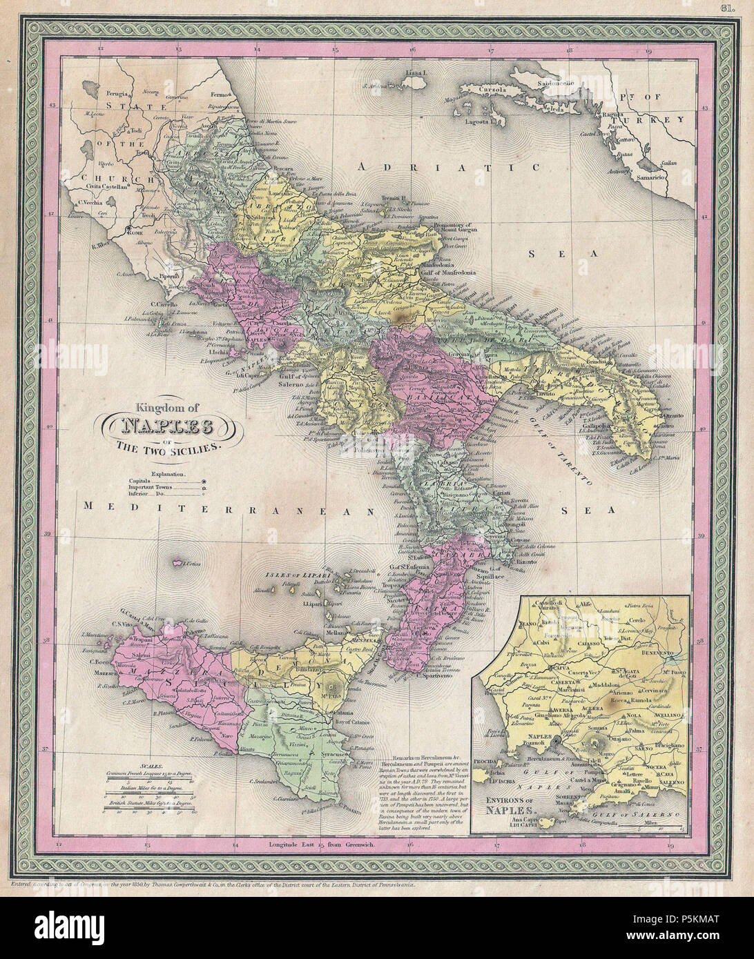 1853 Mitchell Map of Southern Italy ( Naples, Sicily ) - Geographicus ...
