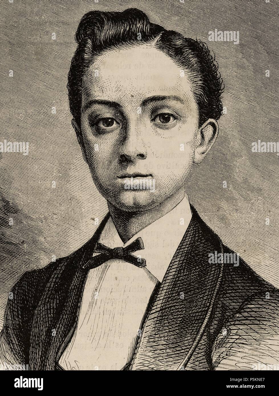 Alphonse XII (1857-1885). King of Spain. Engraving of Alfonso XII as a ...