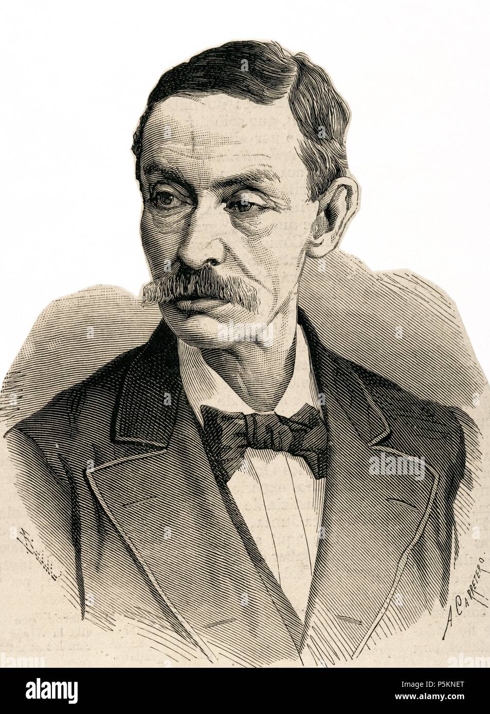 Mexican Antonio Aguilar Marocho. Engraving by Carretero of The Spanish ...