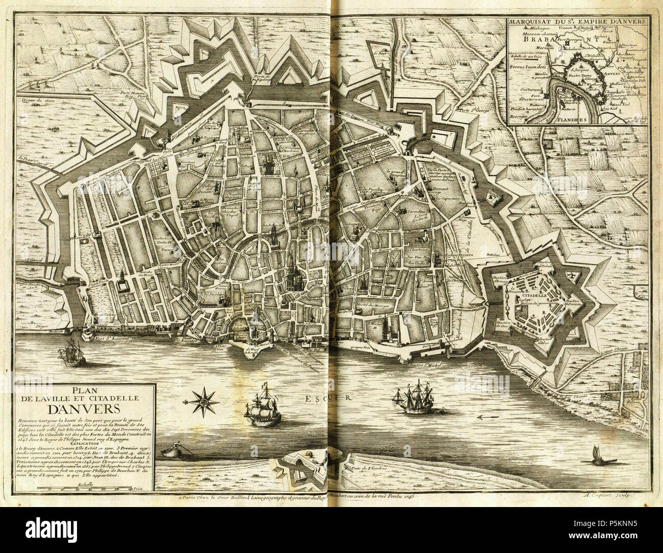 N/A. French: Plan de laville et citadelle d’Anvers. Marquisat du St ...