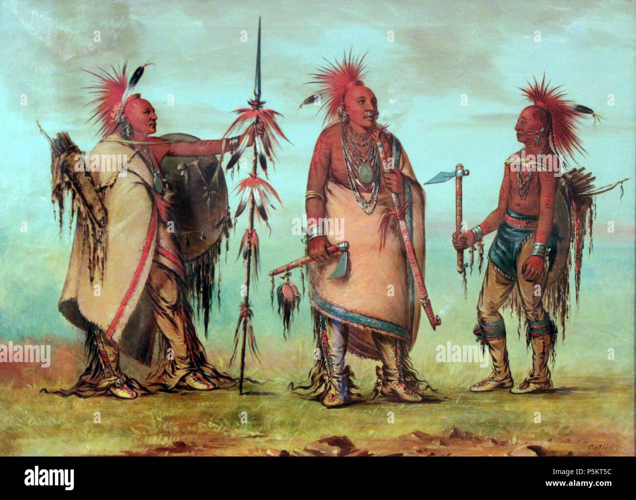1854 Catlin Osage Tal-lee, Black Dog, Big Crow anagoria Stock Photo - Alamy