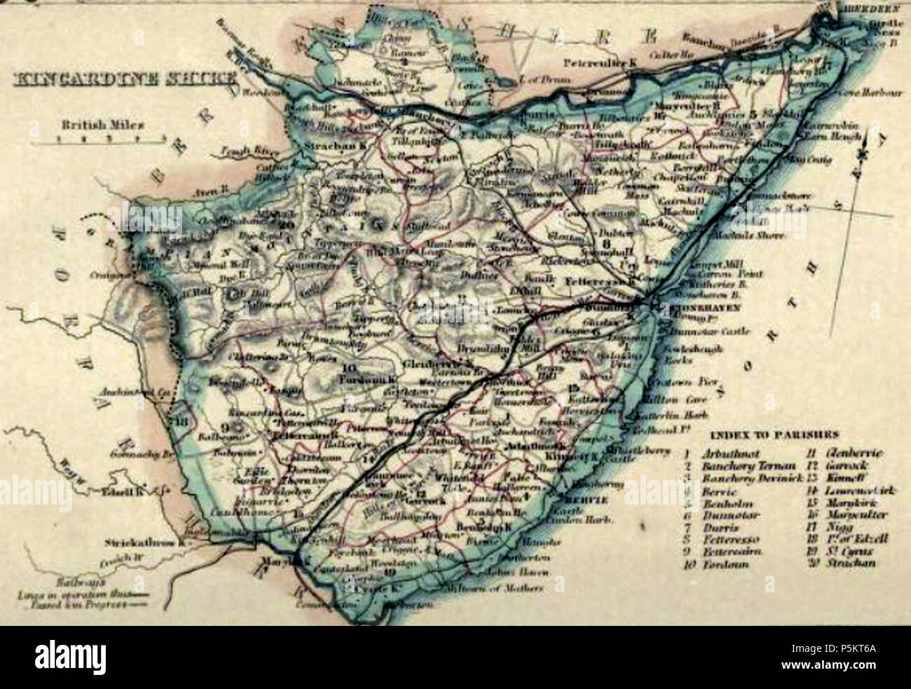 1854 KINCARDINESHIRE Civil Parish map Stock Photo - Alamy