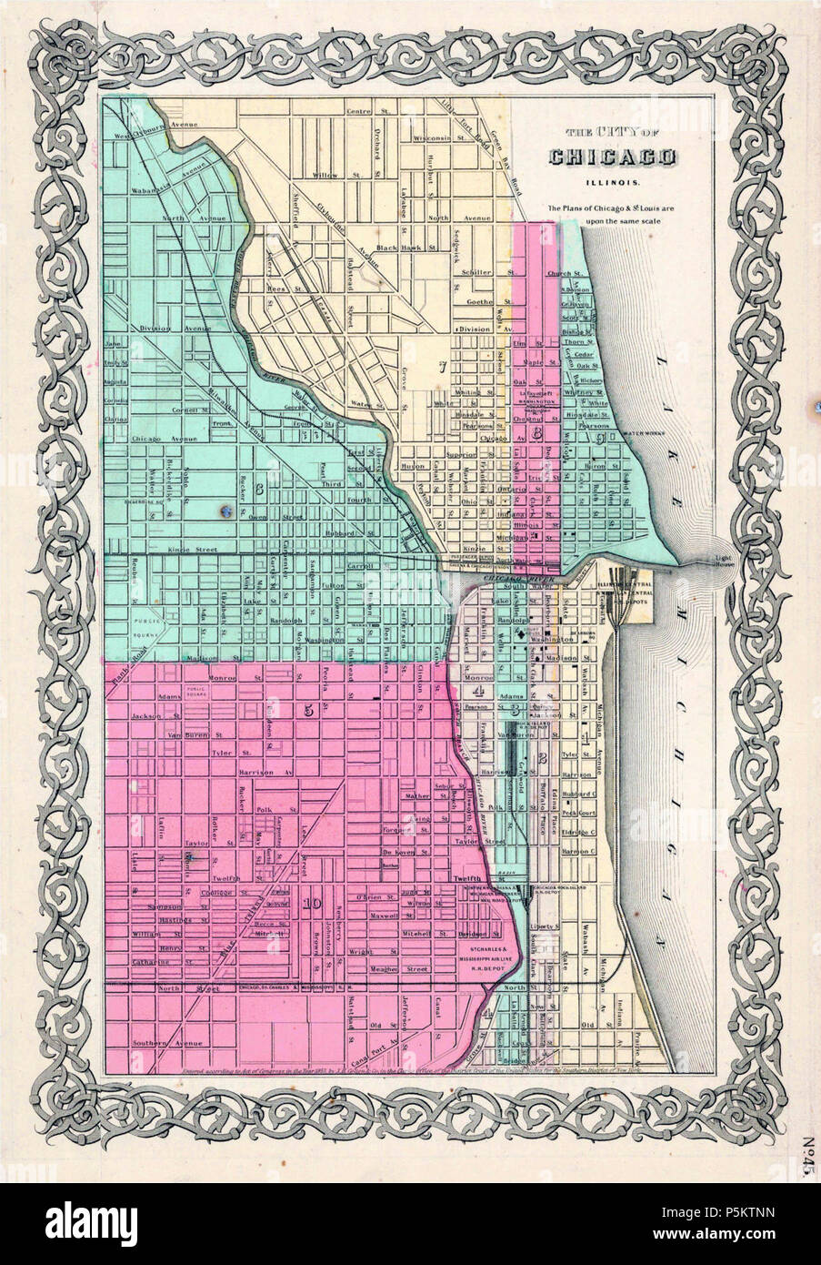 1855 colton plan or map of chicago hi-res stock photography and images ...