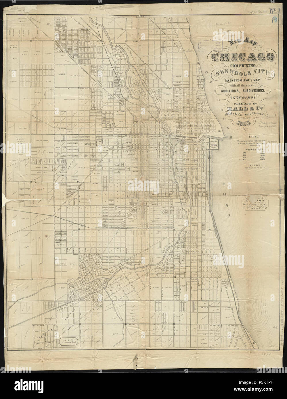 1855 Chicago map by Hall & Co Stock Photo - Alamy