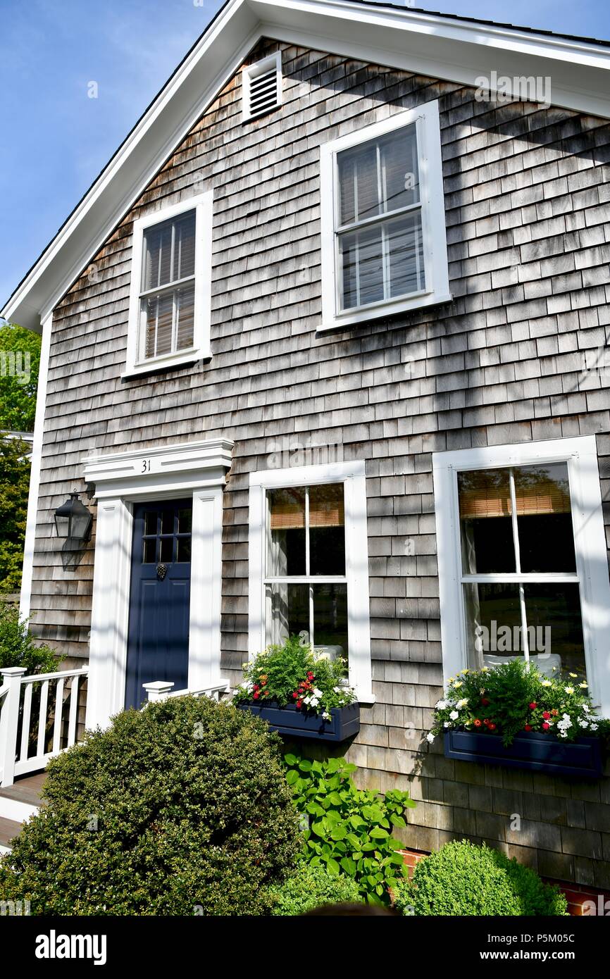 Martha's Vineyard Cape Cod style home exterior Stock Photo - Alamy