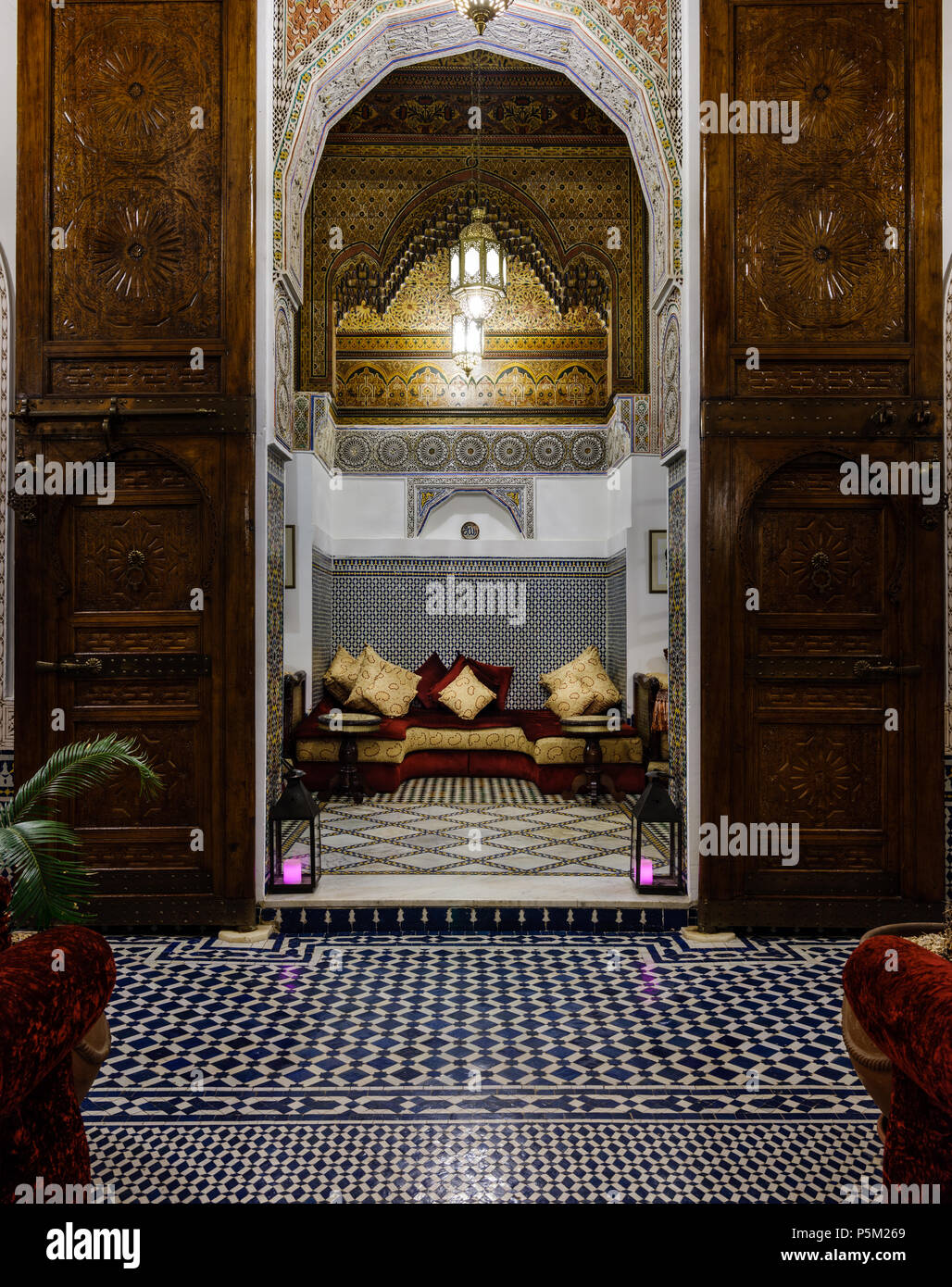 FEZ, MOROCCO - CIRCA APRIL 2017: Interior of Riad El Yacout in Fes ...