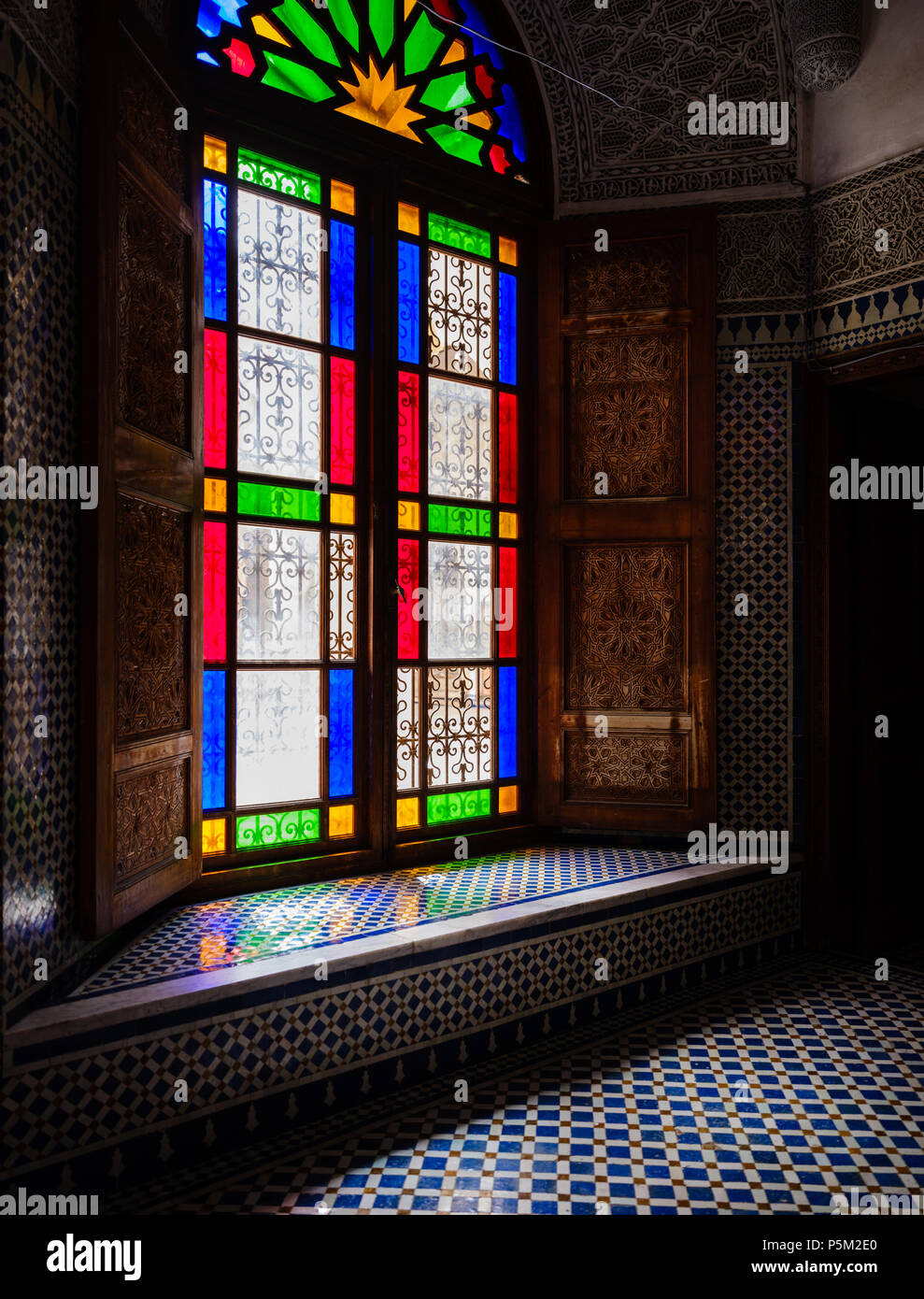 FEZ, MOROCCO - CIRCA APRIL 2017: Tinted glass window in Morocco Stock ...