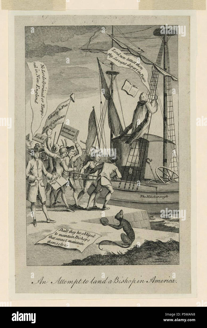 N/A. A cartoon from the periodical Political Register of 1768 depicting ...