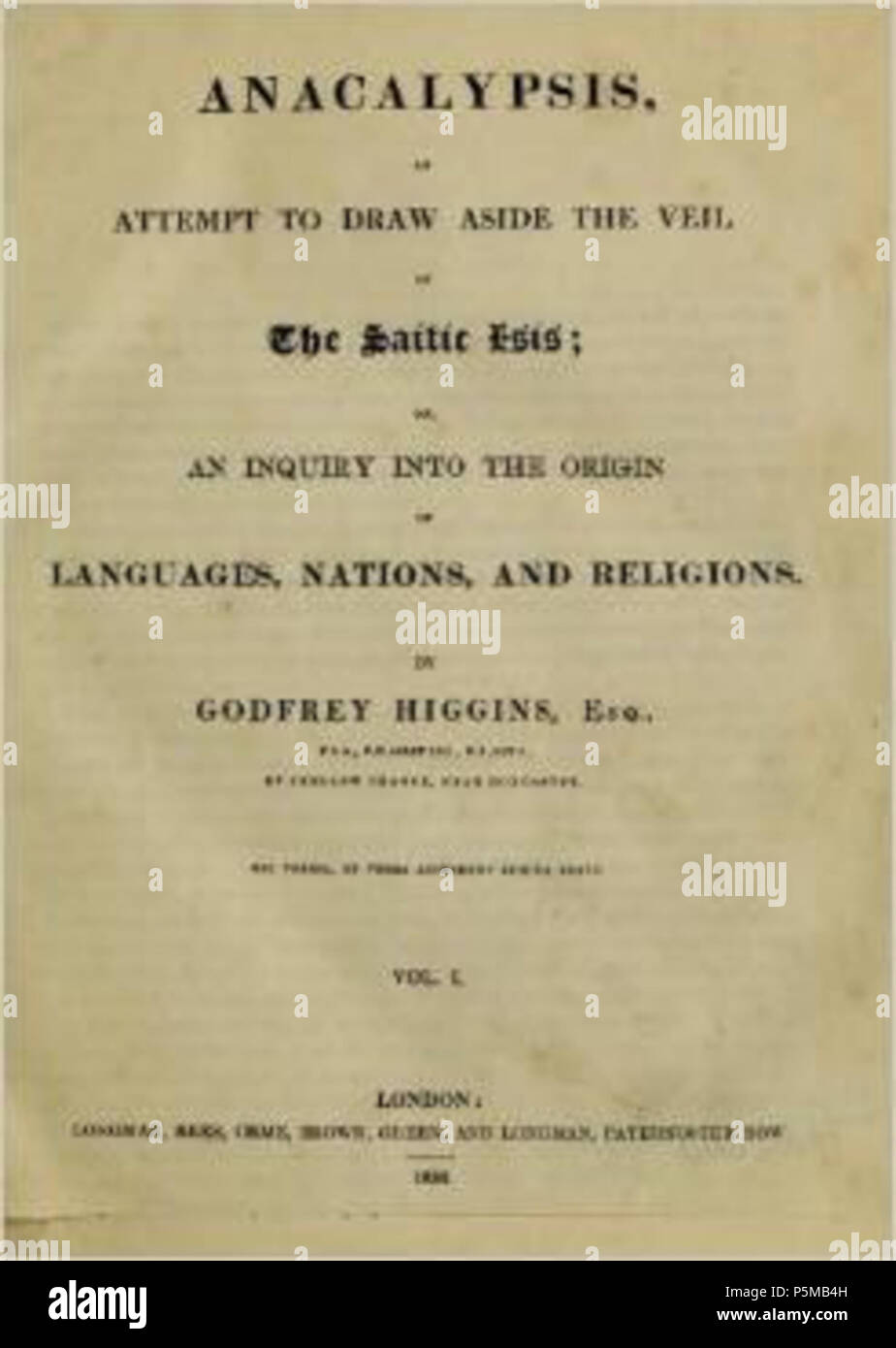 N/A. English: Image of the Anacalypsis, by Godfrey Higgins (pub. 1833 ...