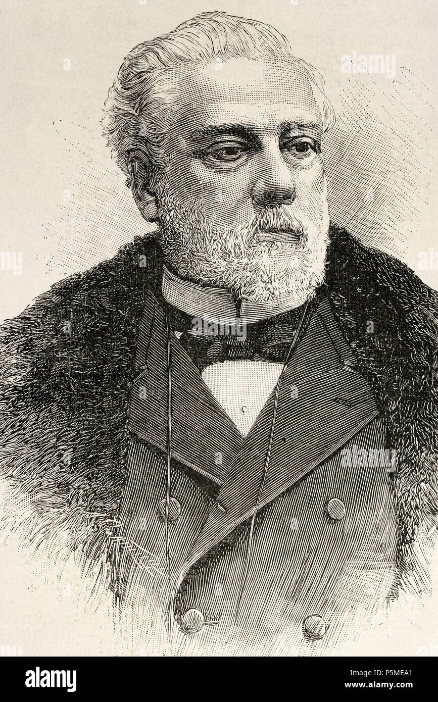 Victor Balaguer (1824-1901). Spanish politician and writer. Engraving ...