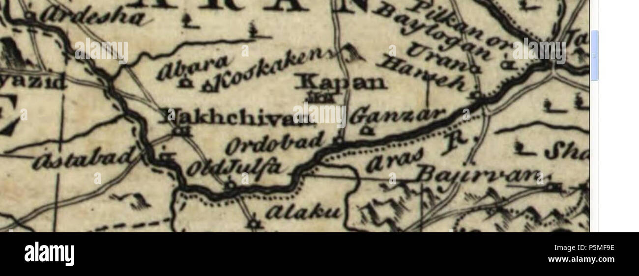 N/A. Aras River in Persian (IRAN) Empire 1747 map. 1747. Unknown 118 ...
