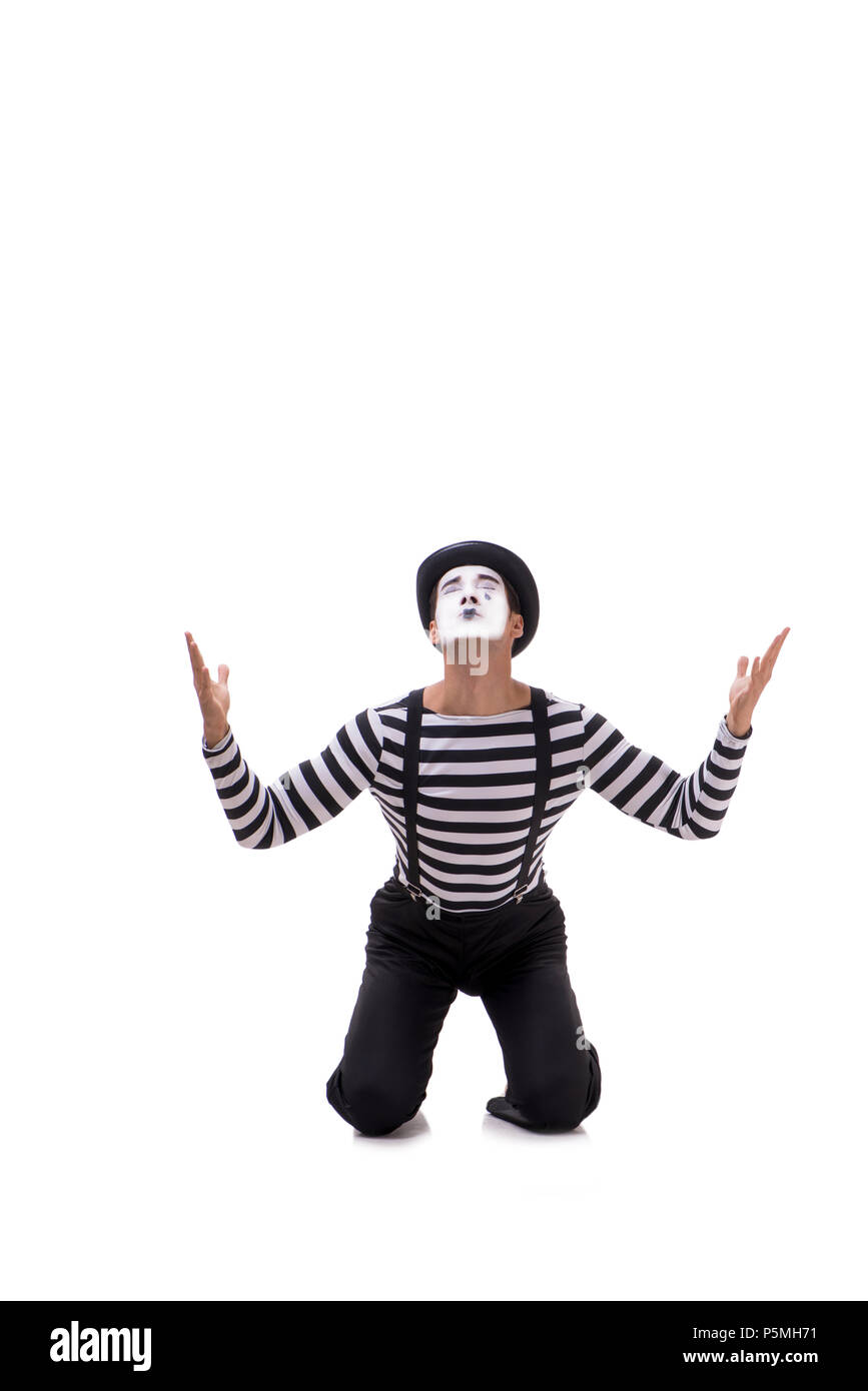 Young mime isolated on white background Stock Photo - Alamy