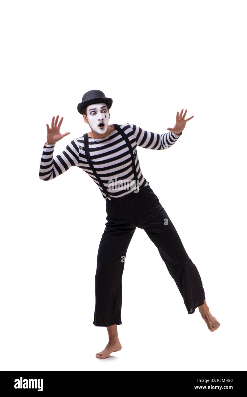 Young mime isolated on white background Stock Photo - Alamy