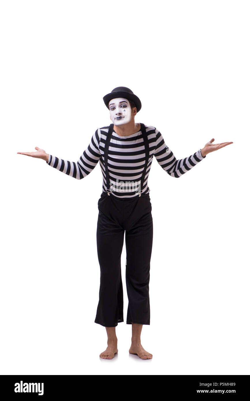Young mime isolated on white background Stock Photo - Alamy