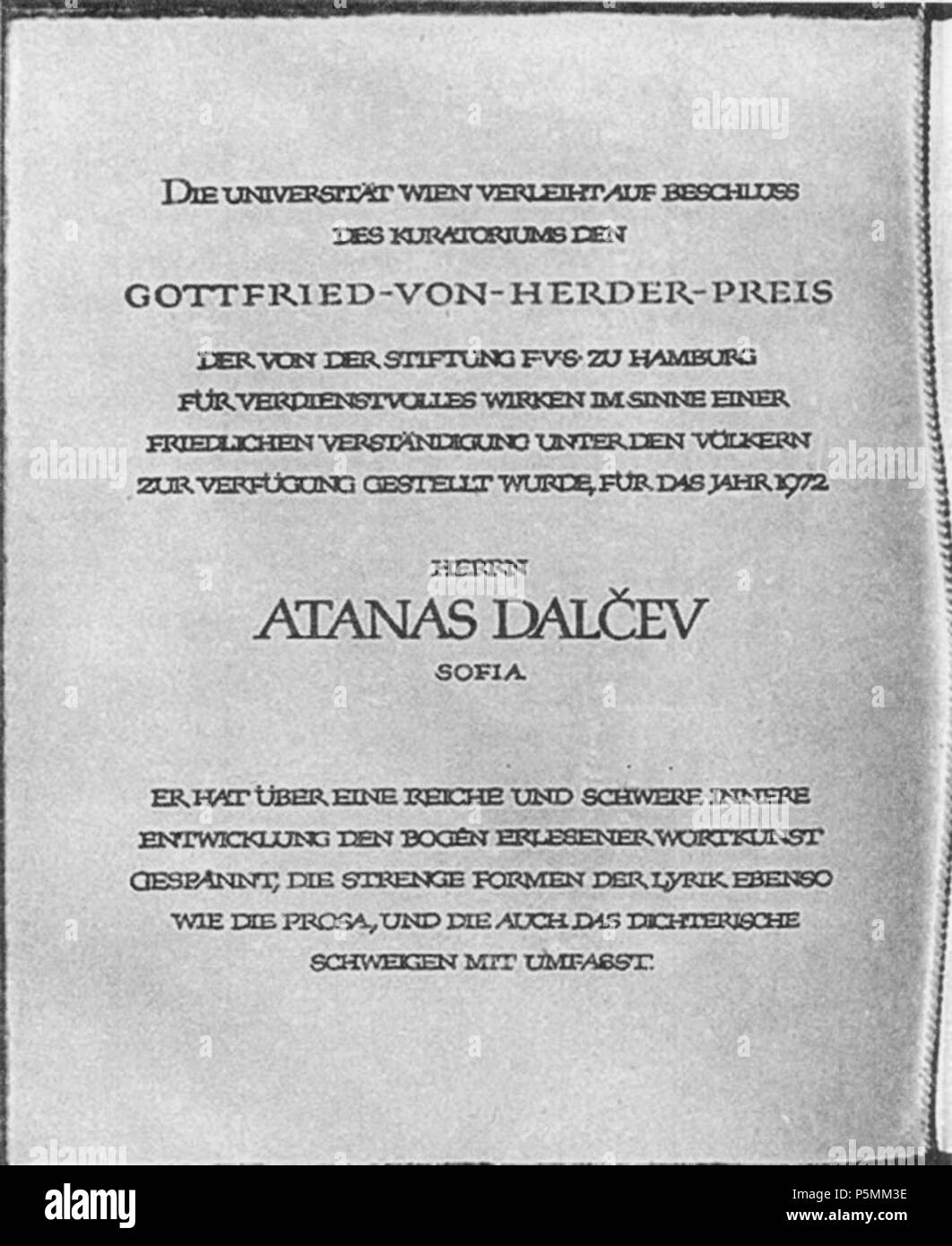 Herder prize hi-res stock photography and images - Alamy