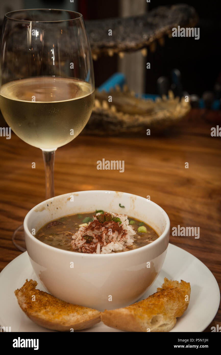 Cup of Gumbo and White Wine Stock Photo - Alamy