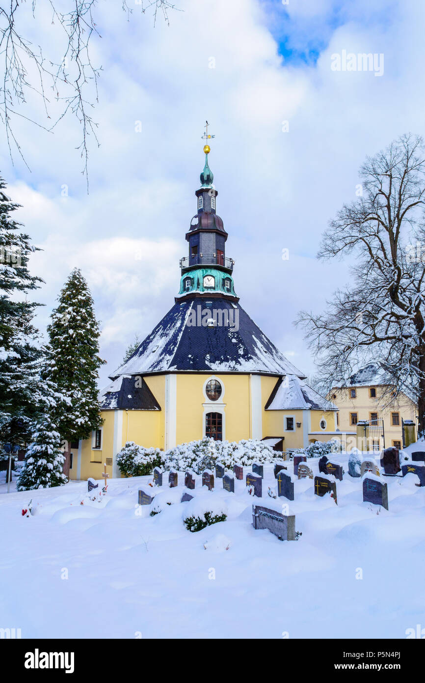 Church in Seiffen Ore Mountains in Saxony Germany in Winter Time Stock ...