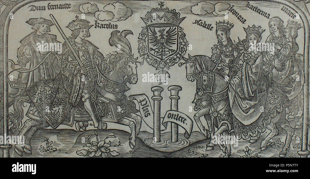 De zes kinderen van Filips de Schone en Johanna van Castilië Houtsnede ...