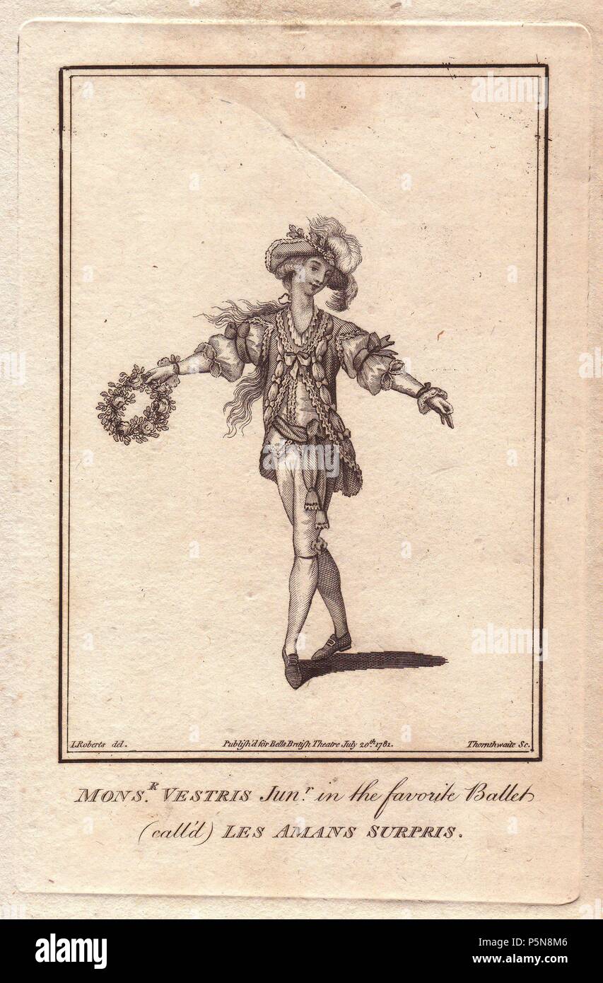 Monsieur Vestris Junior in the ballet "Les Amans Surpris," 1781. He ...
