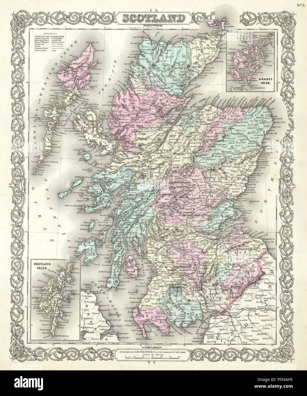 1855 Colton Map of Scotland - Geographicus - Scotland-colton-1855 Stock ...