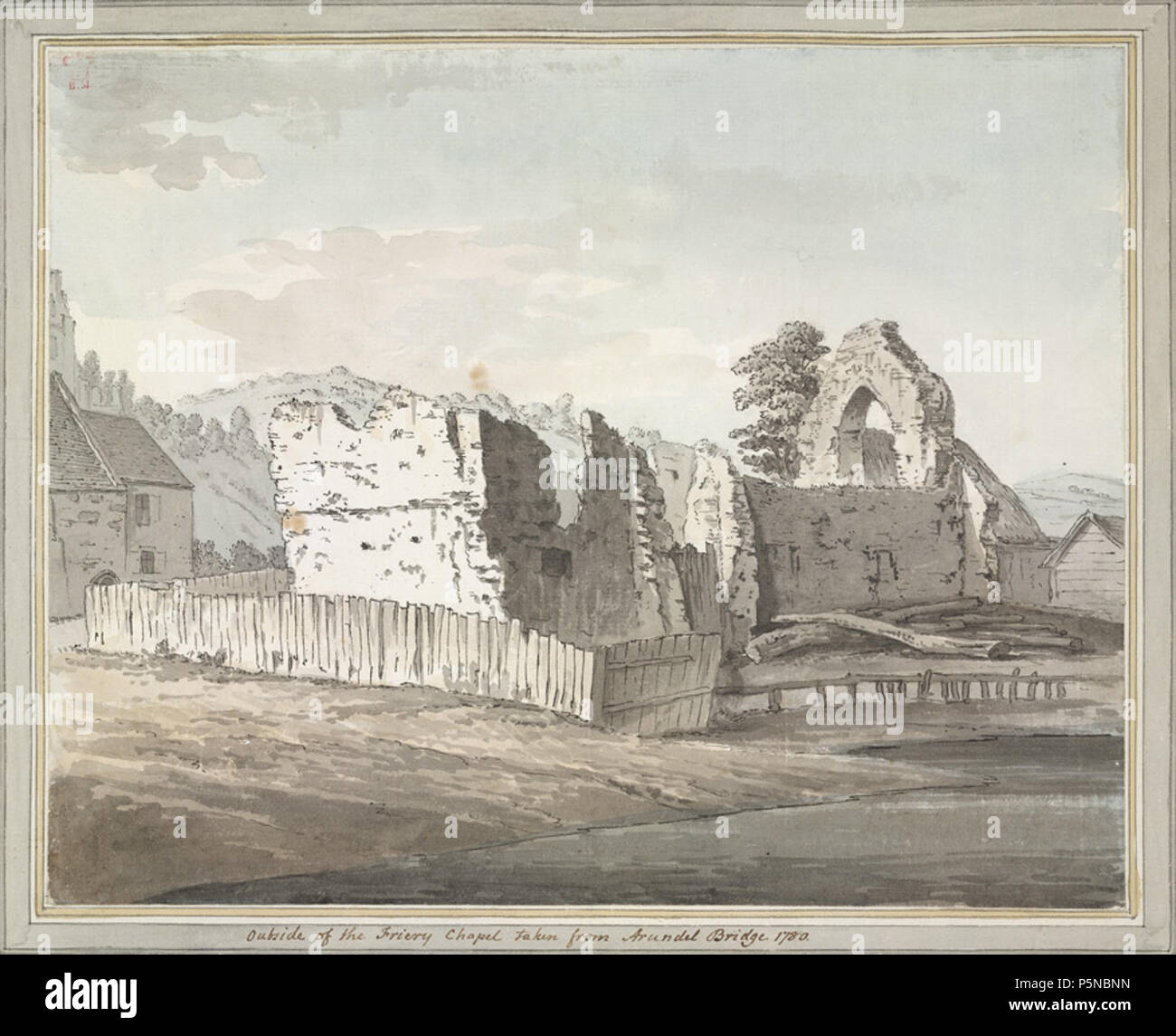 English: Arundel Priory Chapel . View of the ruins of Arundel Priory ...