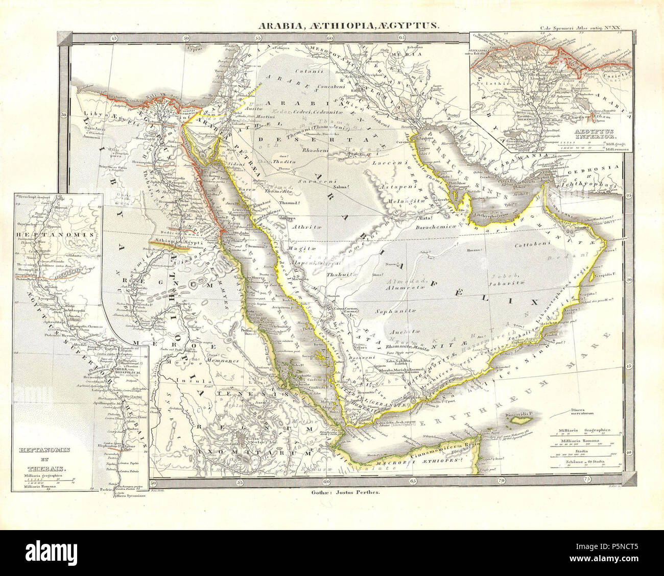 1855 Spruneri Map of Arabia, Egypt and Ethiopia or Abyssinia ...