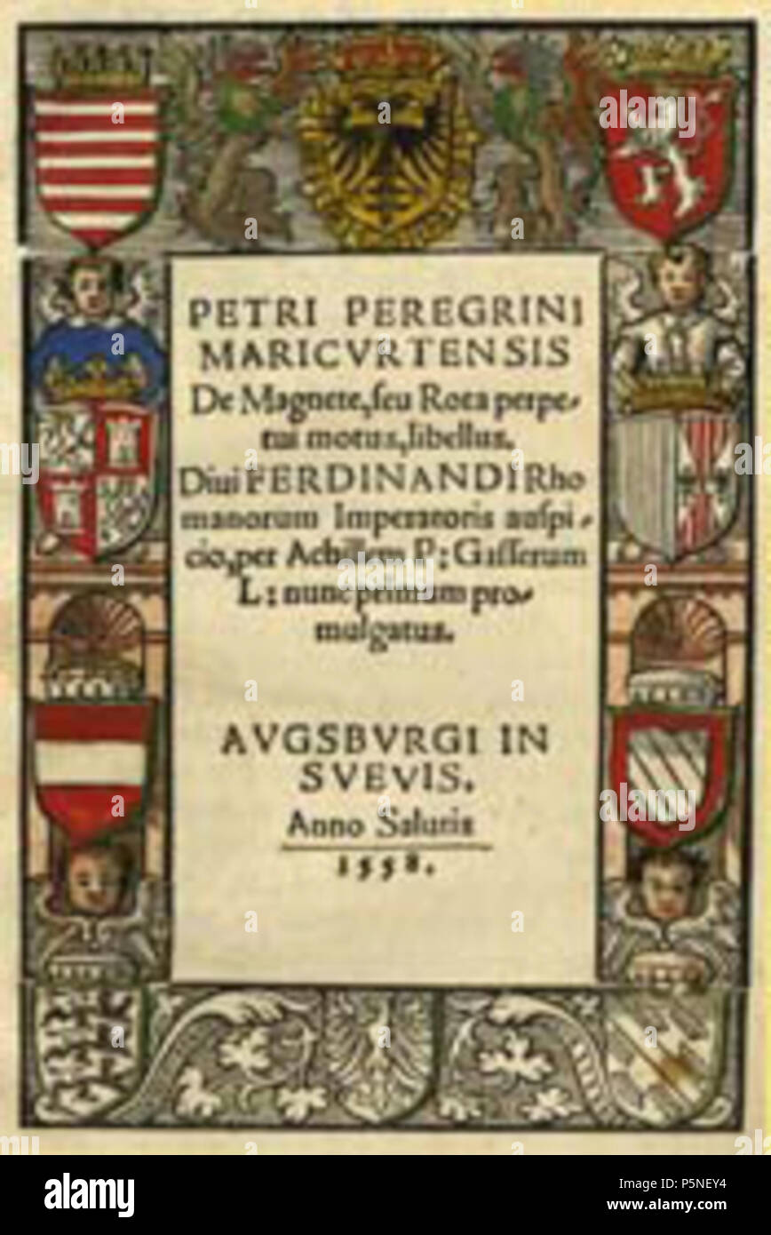 N/A. English: Title page of the first edition of the De Magnete of ...